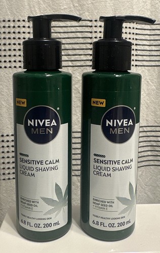 2x Nivea Men Sensitive Calm Liquid Shaving Cream Pump Bottle 6.8 oz ...