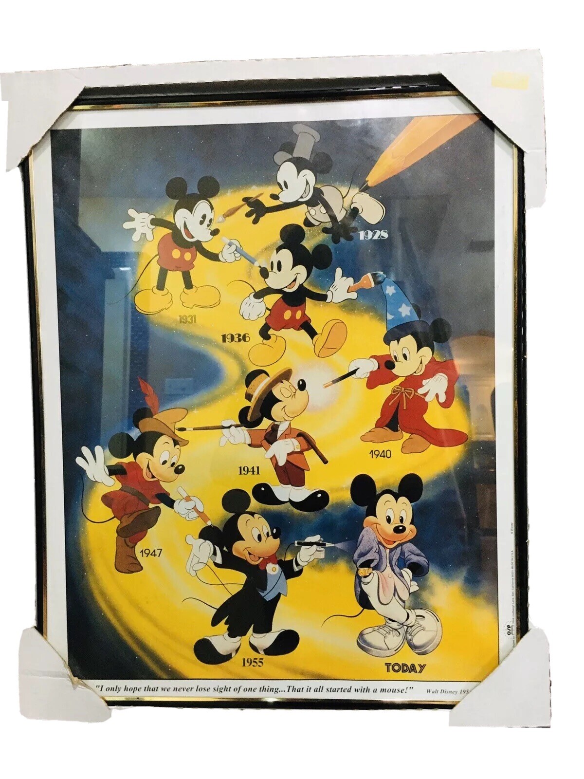 Vintage Mickey Mouse Poster 1986 in Original Cardboard New Old ...