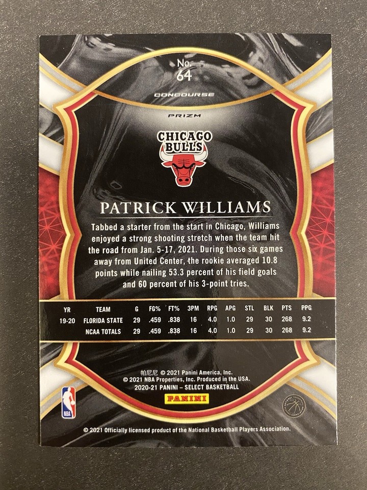 2020-21 Basketball Rookie Card Insert Patrick Williams Select Concourse ...