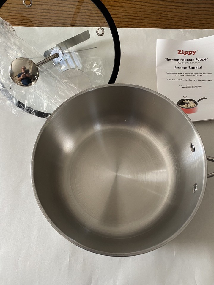 Zippy Pop Stainless Steel Stovetop Popcorn Popper 5.5 Qt Snack Maker ...