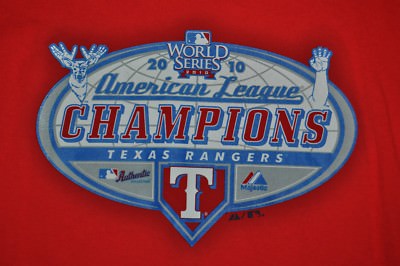 t-shirt large american league champions texas rangers 2010 21 inches ...