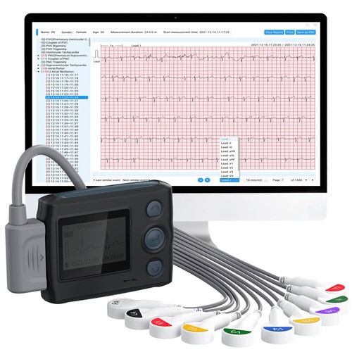 Holter Monitor 12 lead 24h EKG Monitor with free AI Analysis System PC Software | eBay