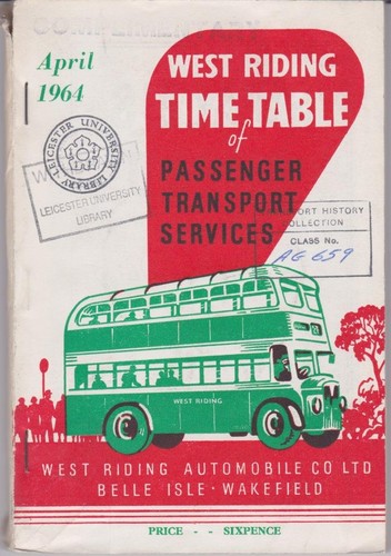 WEST RIDING BUS TIMETABLE BOOK APR 1964 WITH ROUTE MAP | eBay UK