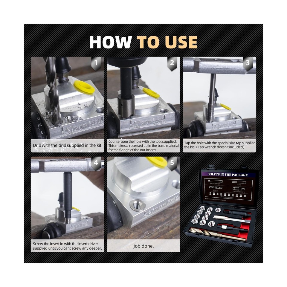 M14X1.5 Thread Repair Kit with Insert HSS Drill, Tap, Counterbore ...