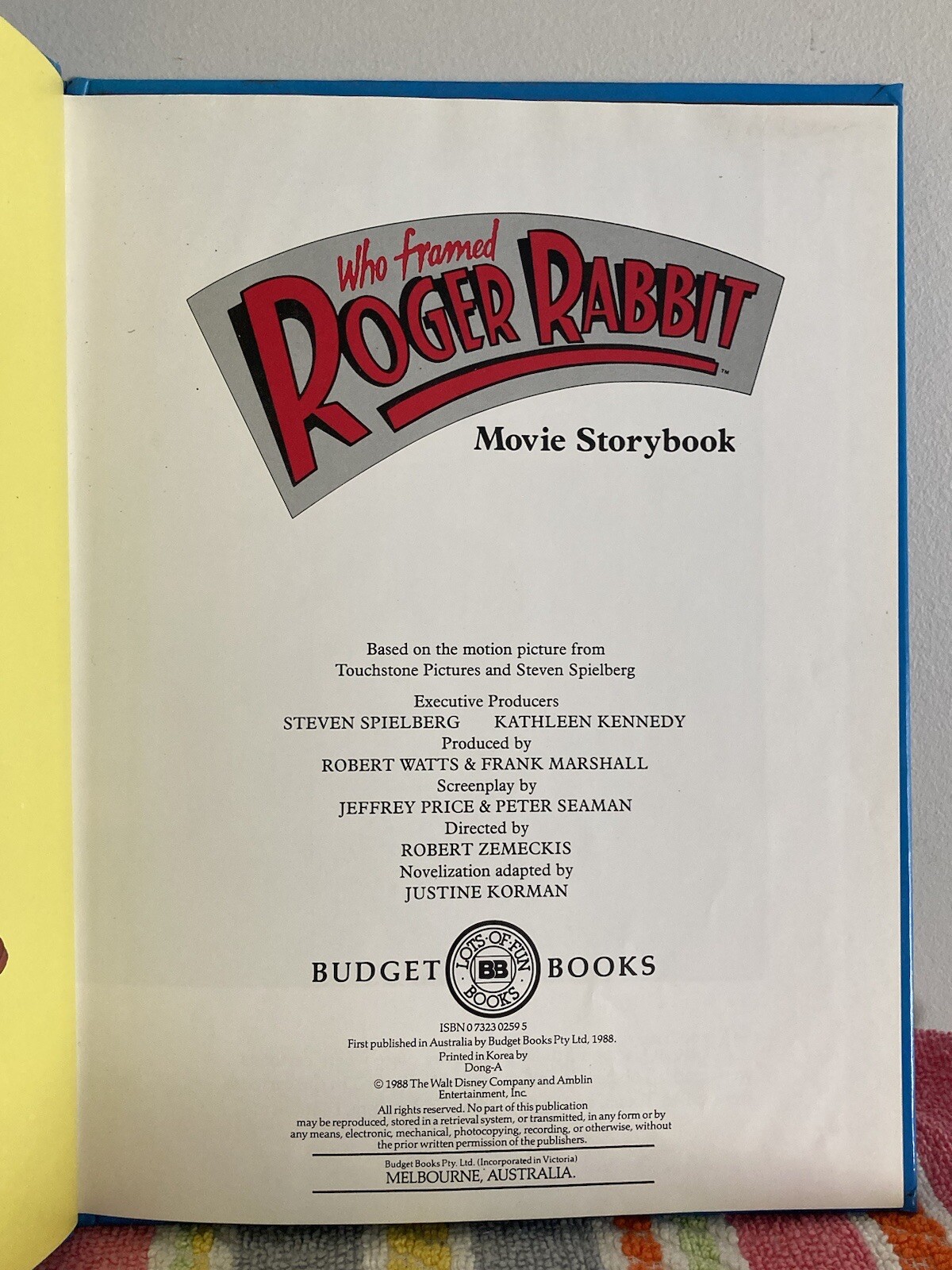 Who Framed Roger Rabbit Movie Storybook Storytime Book Korman Toontown ...