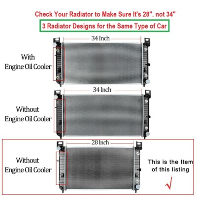 Radiator for 2000 Chevrolet Silverado 1500, 28" Core Without Radiator ...