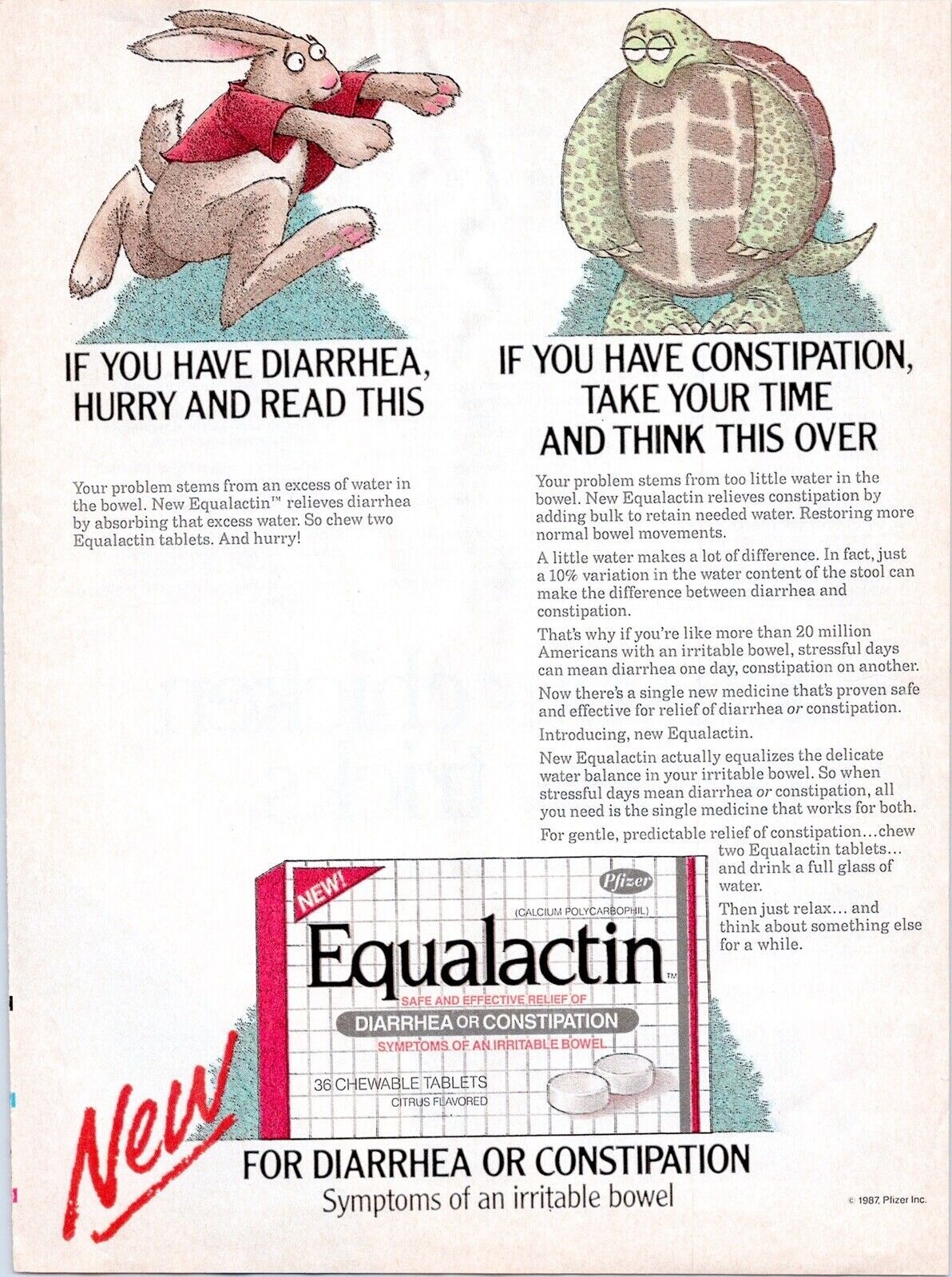 1987 Equalactin Ad: Hurry & Read Don't Let Constipation Steal Your Time ...