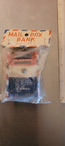 Vintage Mini US Mail Box Tin Bank Made In Japan w/ Key in Original Bag ...