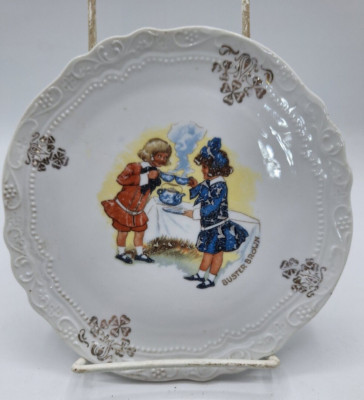 VTG 1910 Buster Brown Advertising 6.5 Inch Plate with Tea Party Scene ...