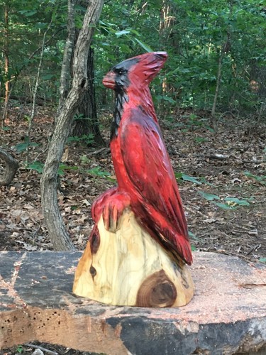 Cardinal Red Bird Totem Pole Chainsaw Carving STL Sculpture Statue Wood ...