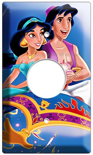 ALADDIN PRINCESS JASMINE MAGIC CARPET GENIE ABU JAFAR WALL PLATE KIDS ...