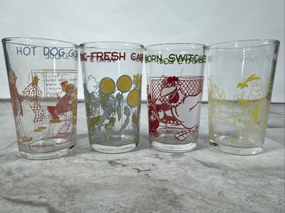 4 Vintage 1960s 70s Jelly Juice Glasses Flintstones Bugs Bunny Archie ...