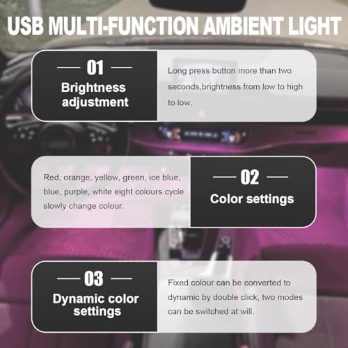 USB Type C LED Ambient Light, Adjustable Brightness 8 Color RGB LED 2 ...