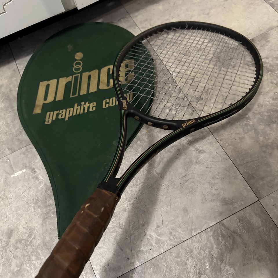 Vintage Original PRINCE GRAPHITE COMP TENNIS RACKET 4 3/8 W/ COVER | eBay