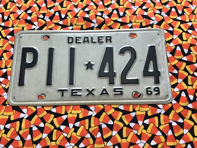 1969 TEXAS DEALER LICENSE SINGLE PLATE P11424 | eBay