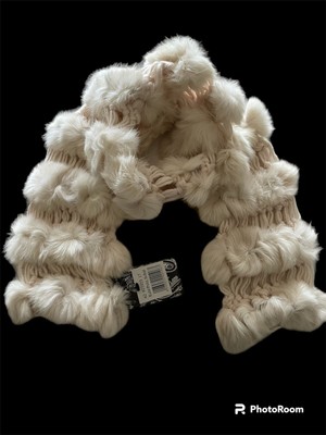 Codello knitted scarf realrabbit fur white new women men Italy | eBay