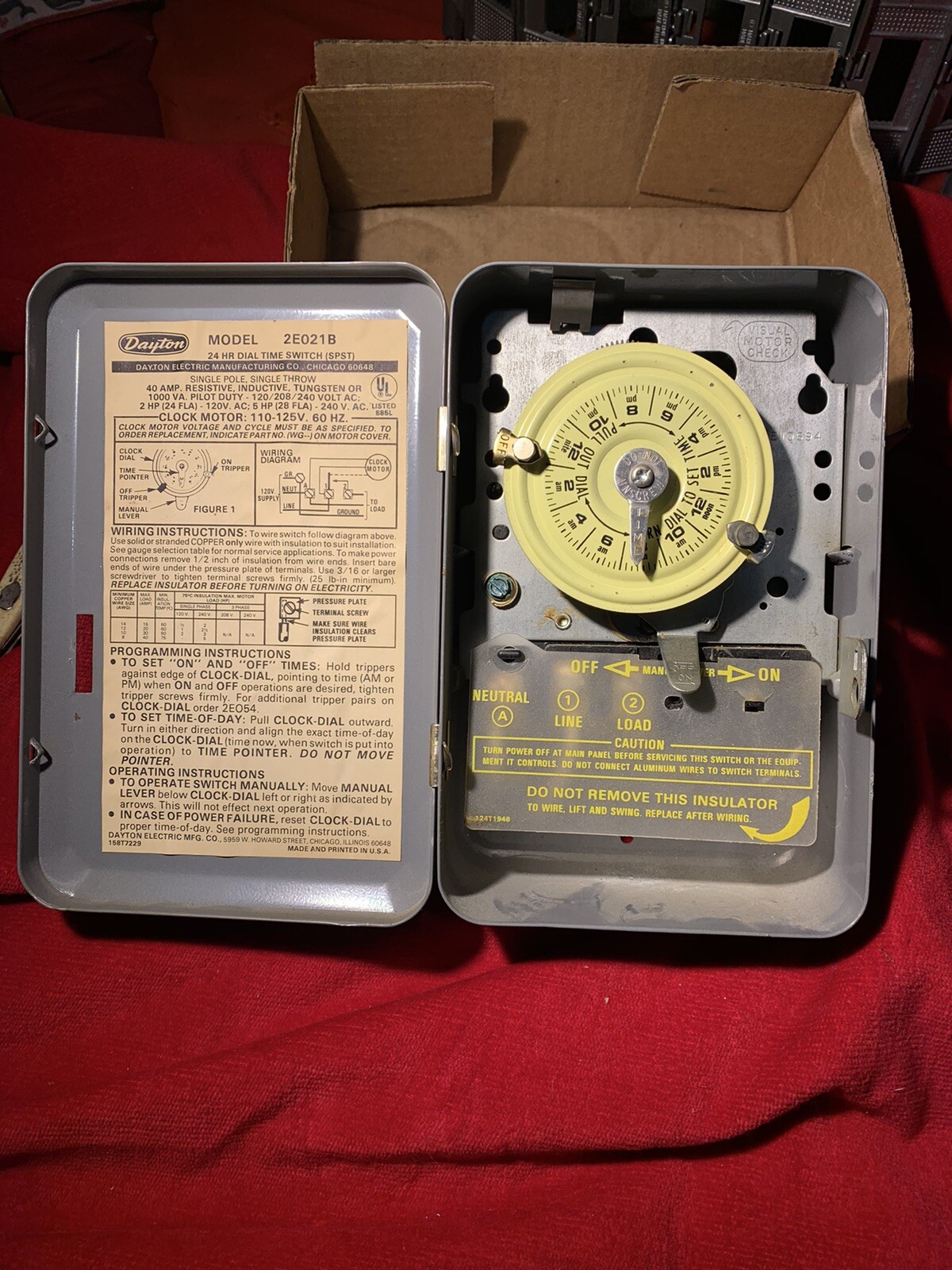 Dayton 24 HR Dial Time Switch Model 2E021B | eBay