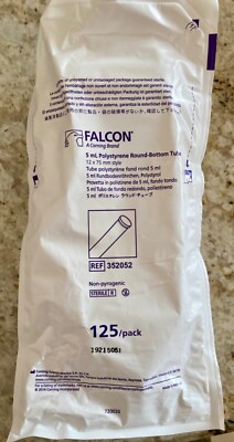 5 mL Falcon Round-Bottom Polystyrene Tubes w/o Cap (125 Pack) Sterile ...