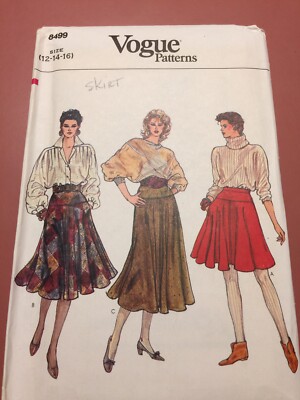 Vogue Pattern #8499 Miss Skirt Sz 12-14/16 Uncut | eBay