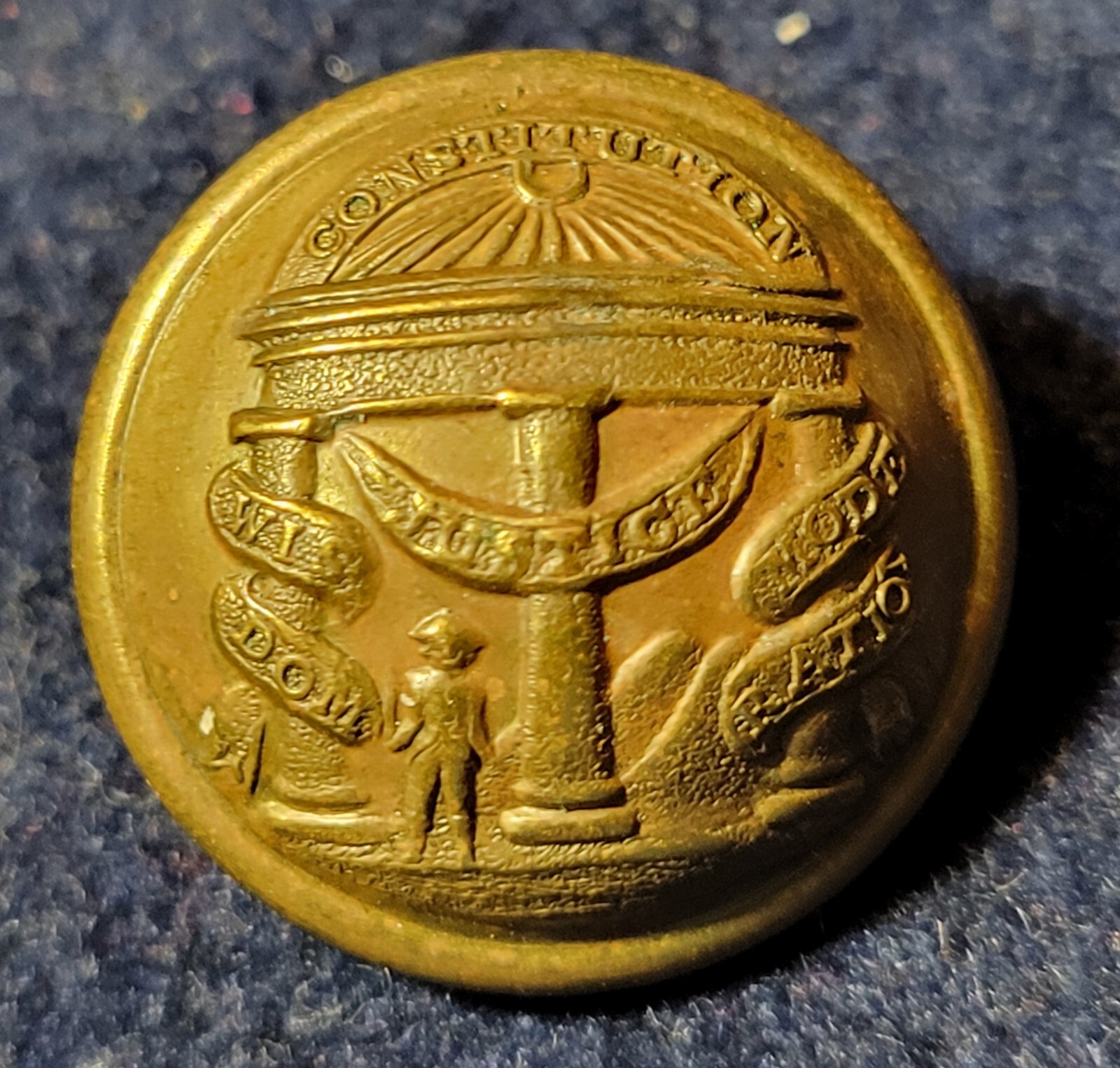 CIVIL WAR ERA CONFEDERATE 2 PIECE GEORGIA STATE SEAL BUTTON ALBERTS# GA ...