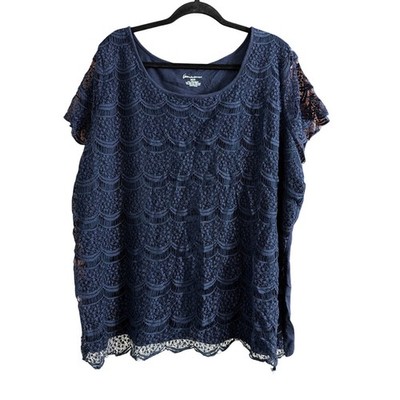 Lane Bryant Women's Plus Size Navy Blue Lace Front Top Size 26/28 4X | eBay