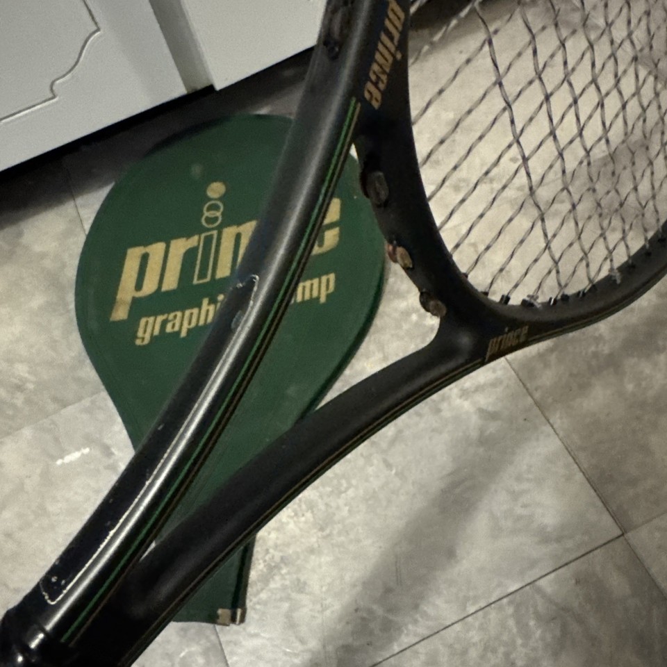 Vintage Original PRINCE GRAPHITE COMP TENNIS RACKET 4 3/8 W/ COVER | eBay