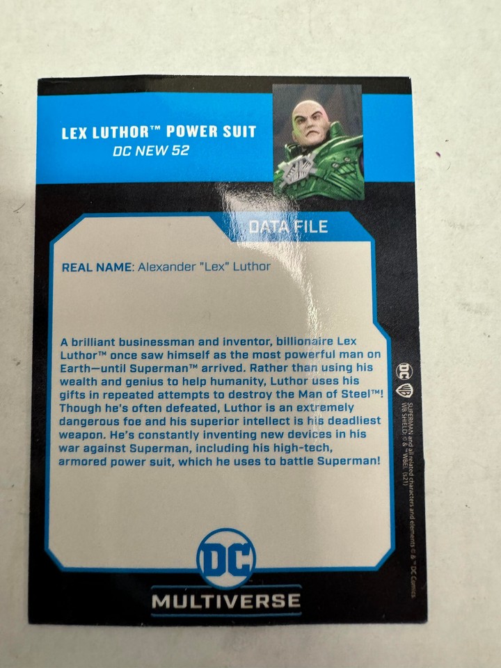 DC Universe Lex Luthor Power Suit New 52 Promo Trading Card Mcfarlane ...