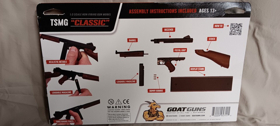 GOAT GUNS Miniature 1:3 SCALE Diecast Toy REPLICA Model: TSMG CLASSIC ...