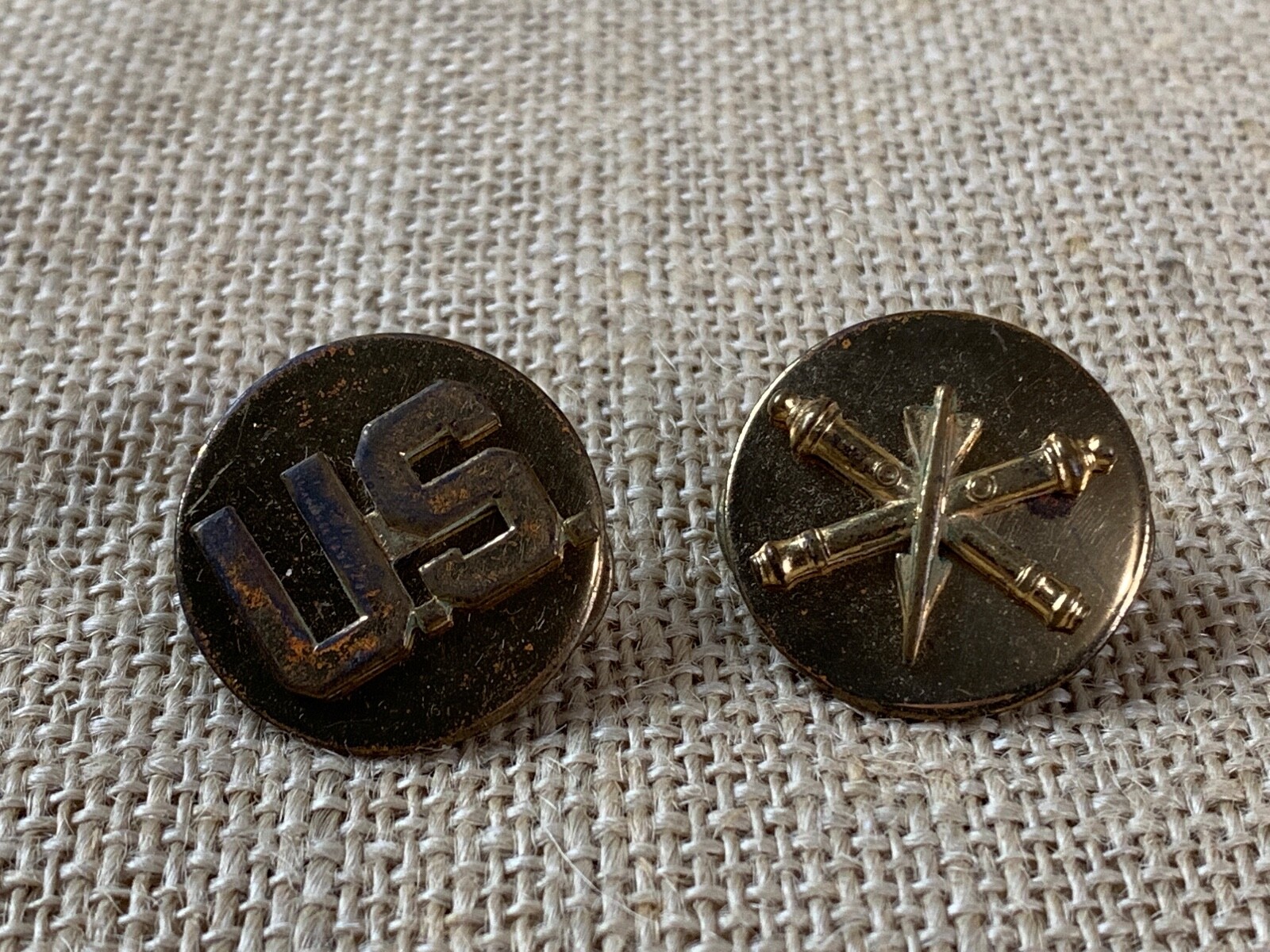 WW2 US Military Army Enlisted Infantry Collar Brass Insignia Pins Disc ...