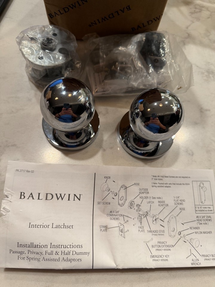 Baldwin 5041.260.PASS Estate Passage Knob Latch Set, Polished Chrome | eBay