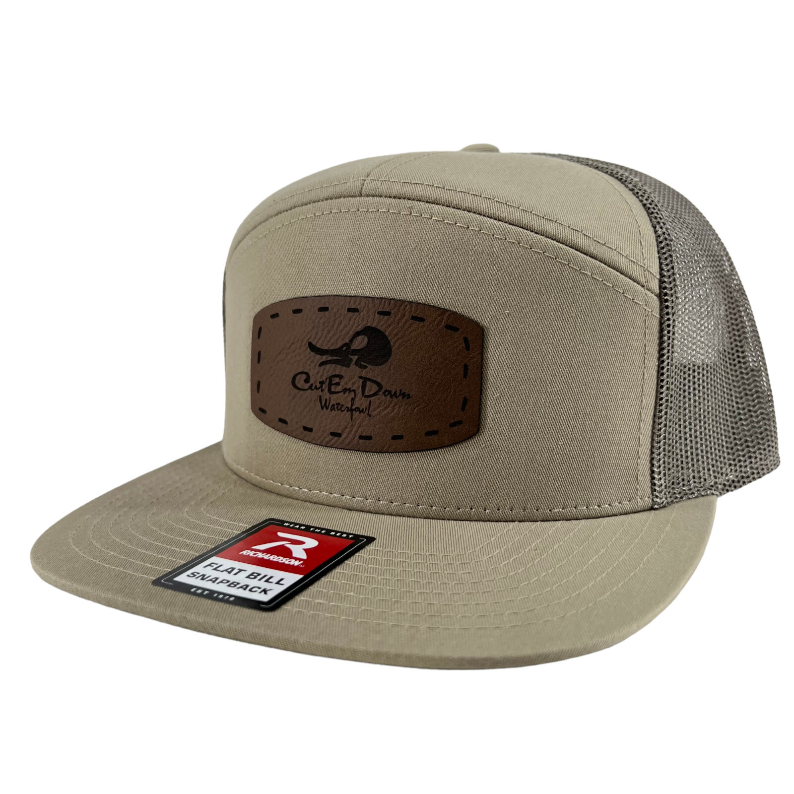 Cut'Em Down Waterfowl RC168 7-Panel Patch Hat Pale Khaki/Loden | eBay