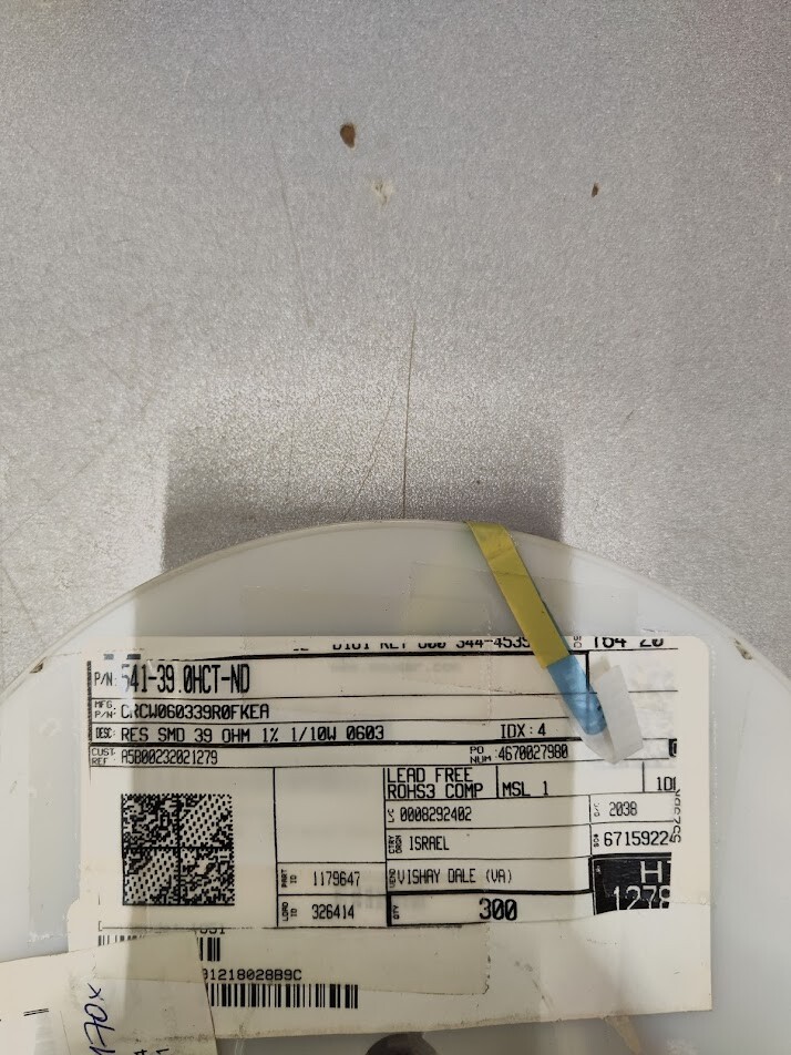 Vishay Dale Res SMD 39 Ohm 1% 1/10W 0603 - Used, 170 Units | eBay