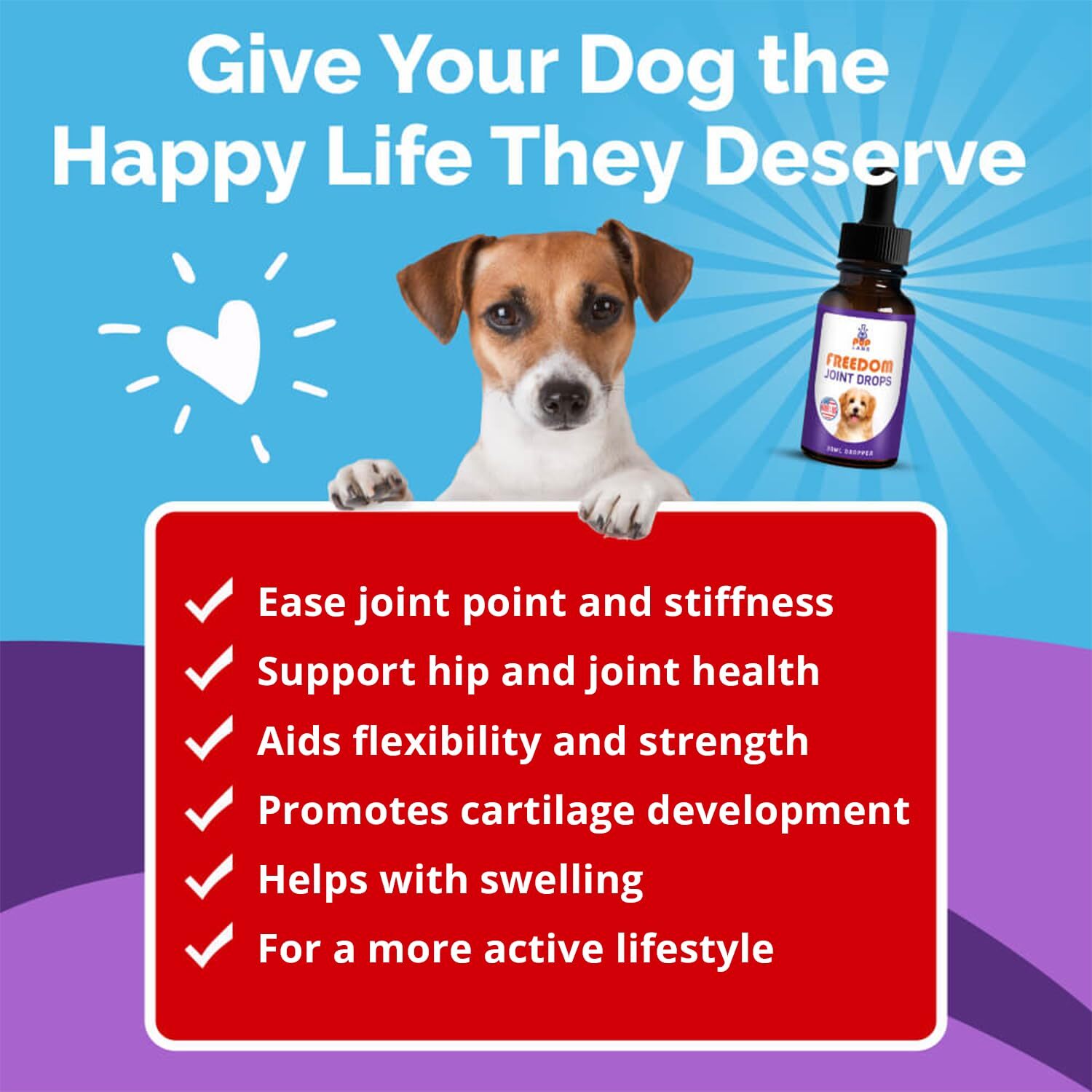 Freedom Joint Drops - Dog Joint Support Supplement with Human-Grade ...
