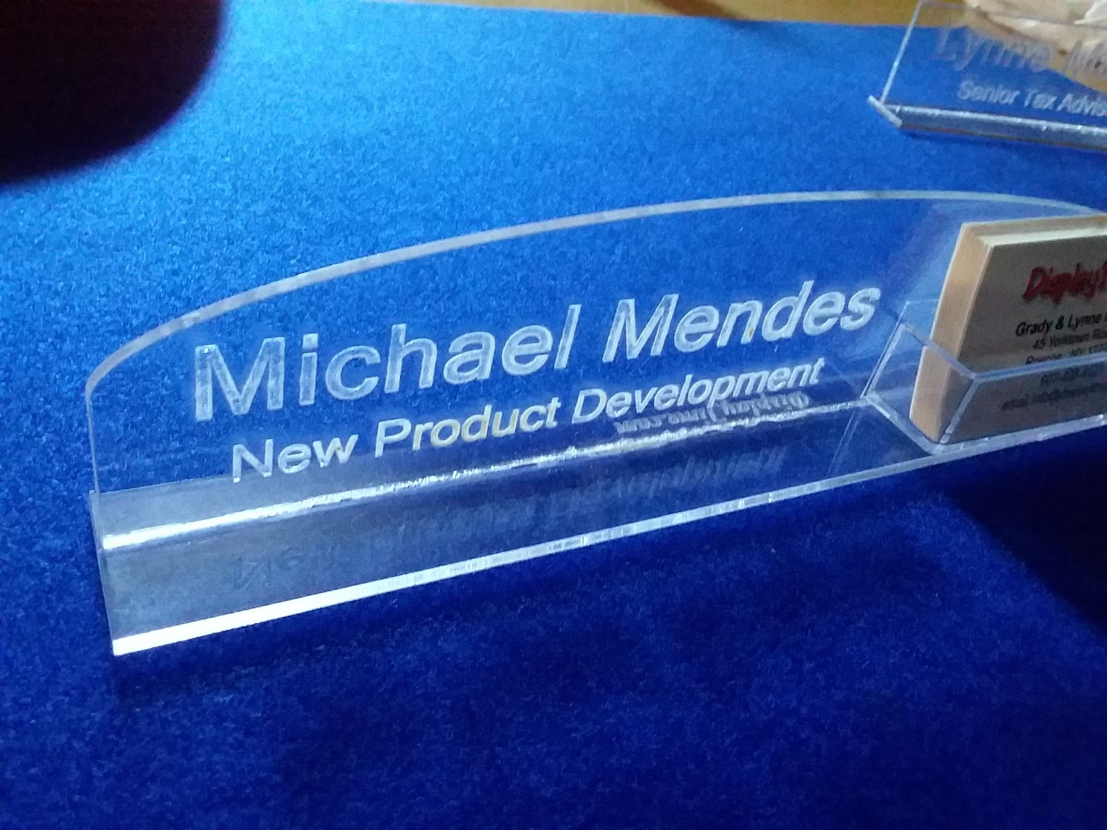 Personalized Acrylic Glass NAME PLATE BAR Desk with Business Card ...
