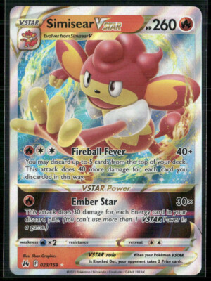 Simisear VSTAR 023/159 Ultra Rare Crown Zenith Pokemon TCG Near Mint ...