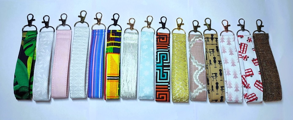 Handmade Fabric Key Fob Strap, Personalized Embroidered Key Fob ...