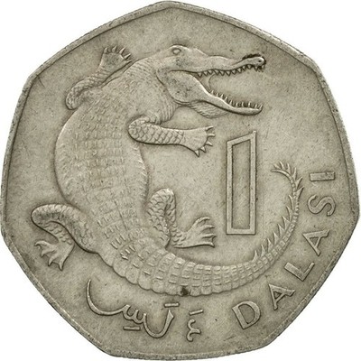The Gambia | 1 Dalasi Coin | Slender-snouted crocodile | Km:59 | 1998 ...