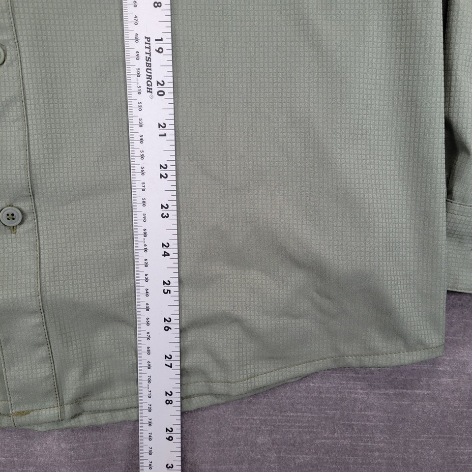 Columbia Mens Long Sleeve Button Up Shirt Green Rip Stop Flap Pockets ...