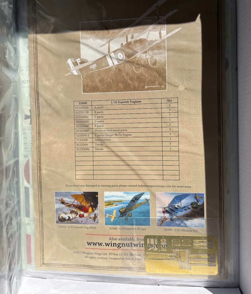 Wingnut Wings SOPWITH TRIPLANE Unbuilt 1/32 Model Kit | eBay