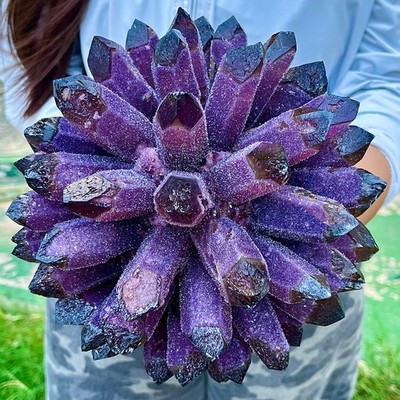 9.04lb Best purple crystal mineral cluster flower healing specimen ...