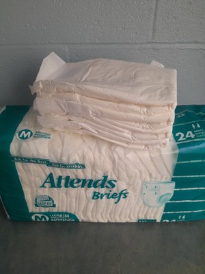 5 Diaper Sample Vintage Medium Attends Briefs Easy Fit Tapes Plastic ...