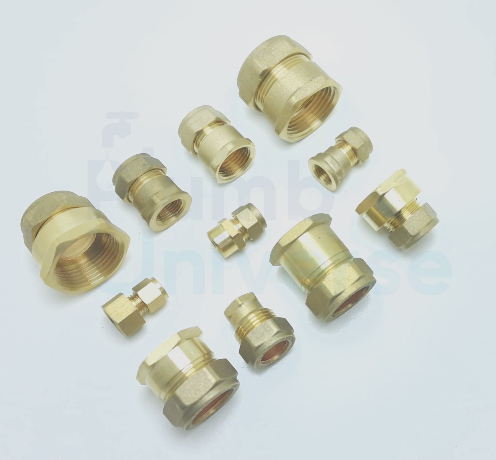Brass Compression Female Straight Coupler 15mm/22mm 1/4", 3/8", 1/2", 3 ...