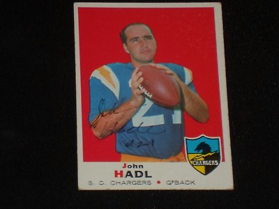 JOHN HADL 1969 TOPPS SIGNED AUTOGRAPHED CARD #171 SAN DIEGO CHARGERS | eBay