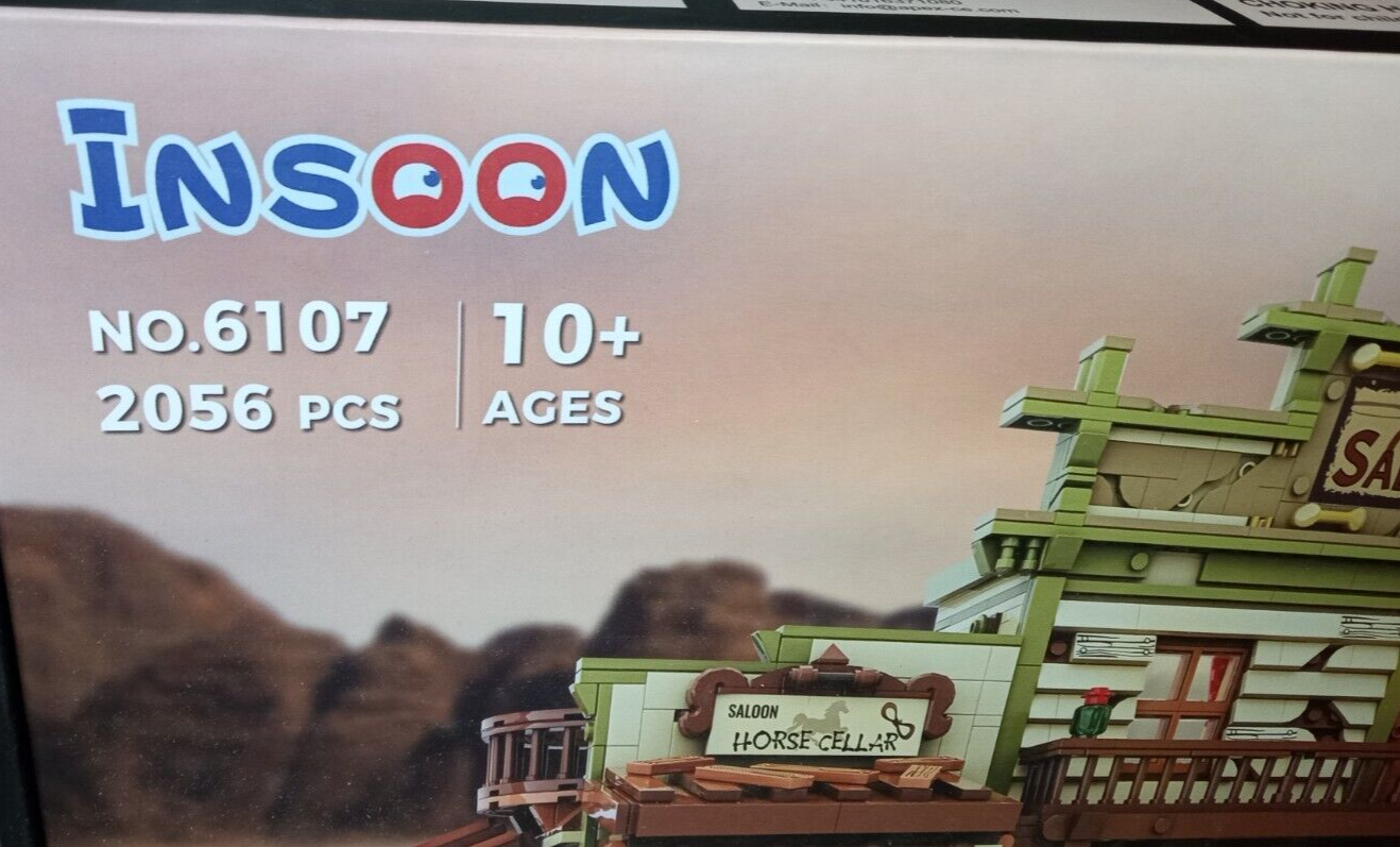 INSOON 2056 PCS Western Saloon Construction Mini Building Kit LED Light ...