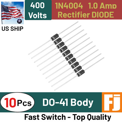1N4004 Diode (10 Pcs) 1A 400V Rectifier Diode DO-41 Fast Switch IN4004 ...