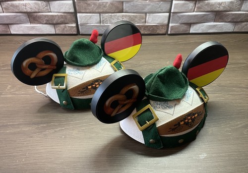 2x [Two]Disney World Germany Mickey Mouse Ear Hat Epcot Pretzel German ...