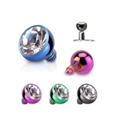 TITANIUM IP ROUND GEM TOP MICRO DERMAL PIERCING JEWELRY INTERNAL THREAD ...