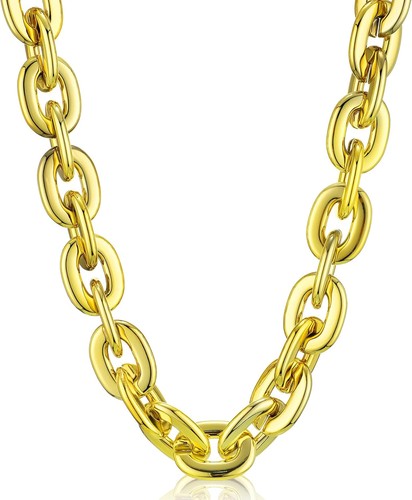 Remuuly Plastic Chain Necklace Chunky Big Fake Hip 36 Inches, Gold | eBay