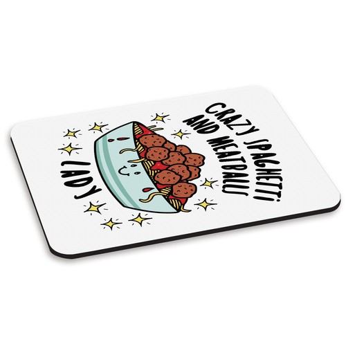 Crazy Spaghetti And Meatballs Lady Stars PC Computer Mouse Mat Pad ...