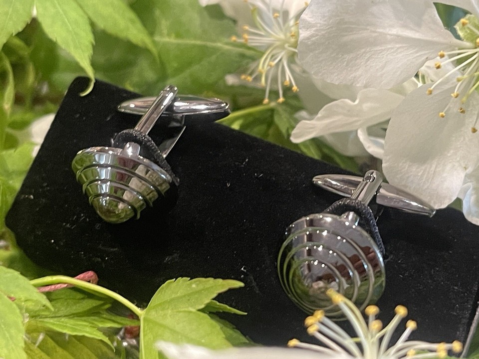 Cuff-Daddy Cufflinks CONICAL Cone Shaped Gun Metal Tone Modern No Box ...